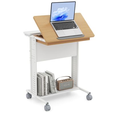 Bureau Portable Roulant Bureau d'Ordinateur avec Plateau Inclinable ...