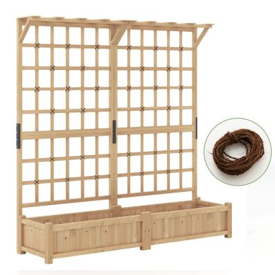 Jardinière avec 2 Treillis 2 Bacs Toit Suspendu en Bois Lit de Jardin ...