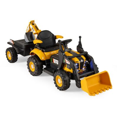 Tracteur Pelleteuse et Bulldozer pour Enfants Voiture Électrique 12V ...