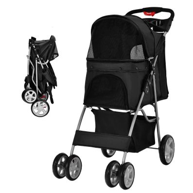 Poussette pour Animaux Pliante 4 Roues avec Fenêtres en Filet Porte ...